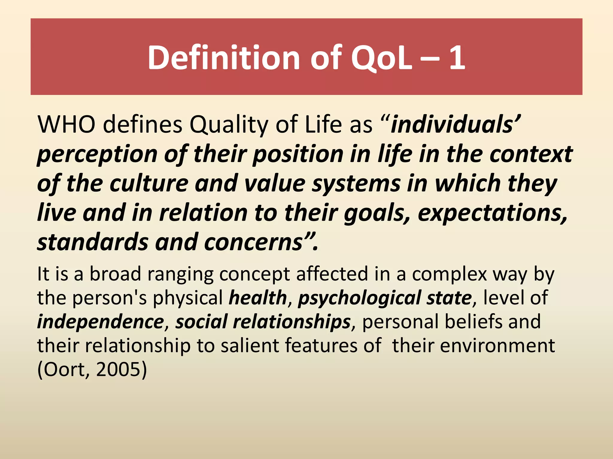 Quality of life (QoL) and Wellbeing (WB) - differences and similarities ...