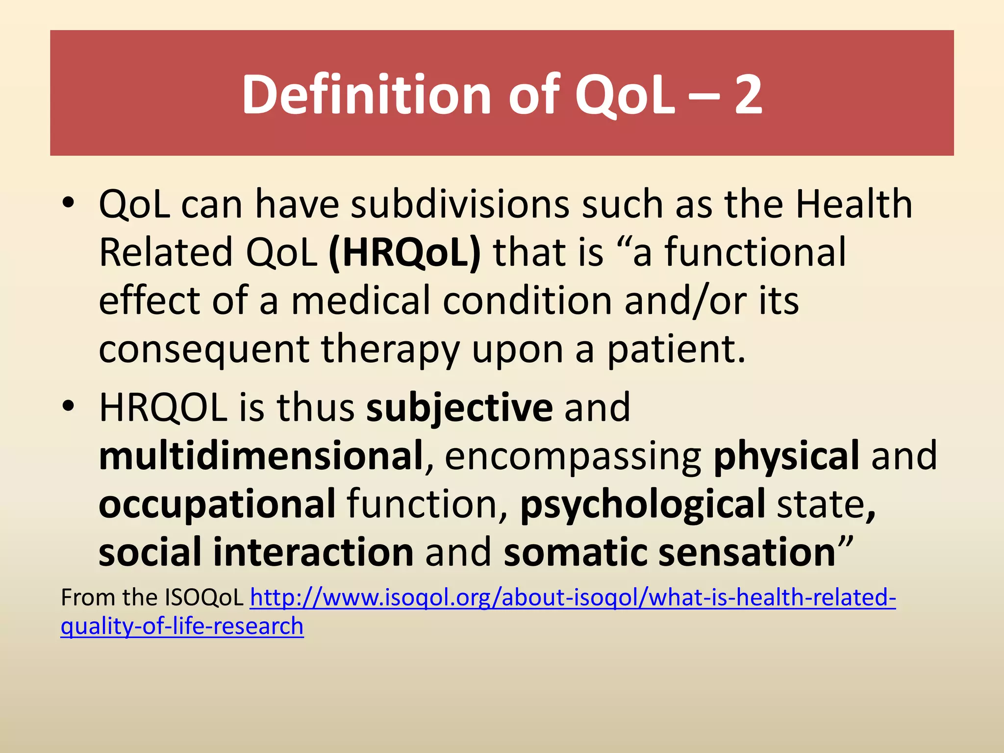 Quality of life (QoL) and Wellbeing (WB) - differences and similarities ...
