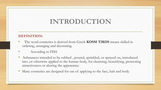 Quality of raw materials used in cosmetic manufacture ppt | PPTX