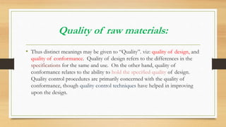 Quality of raw materials used in cosmetic manufacture ppt | PPTX