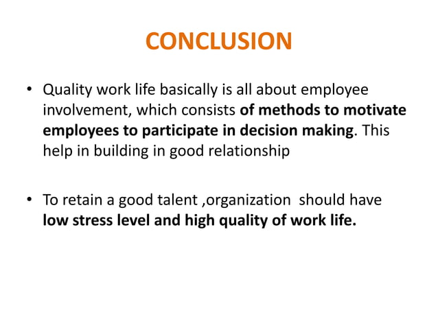 Quality of work life ppt | PPTX