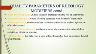 Quality parameters and analysis of rheology modifier | PPTX