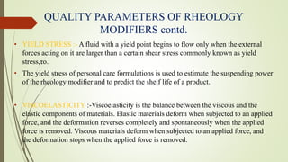 Quality parameters and analysis of rheology modifier | PPTX