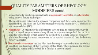 Quality parameters and analysis of rheology modifier | PPTX | Chemistry | Science