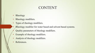 Quality parameters and analysis of rheology modifier | PPTX