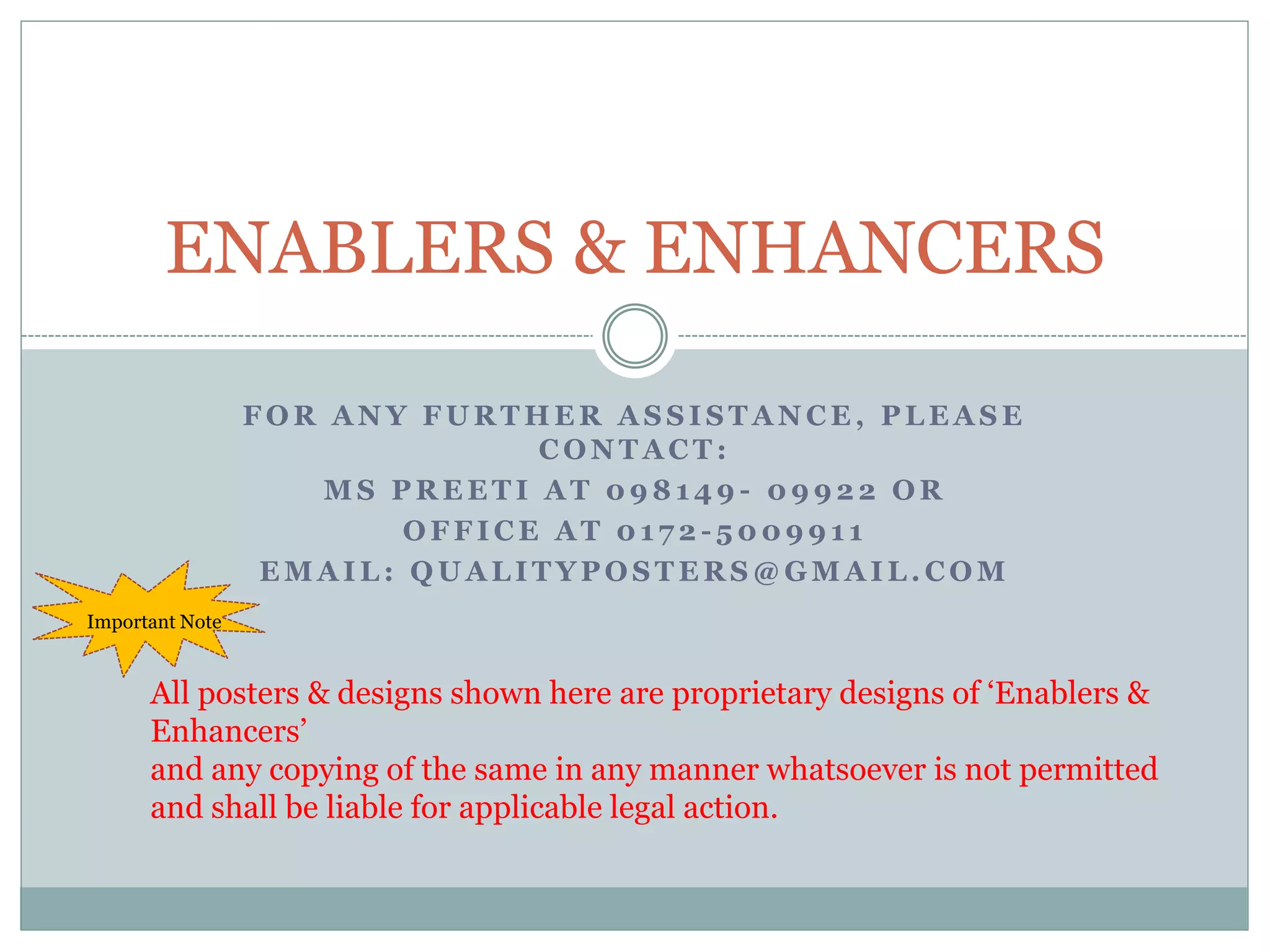 Enablers & Enhancers Quality Posters Series | PPTX