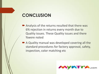 Quality practices in myntra | PPTX