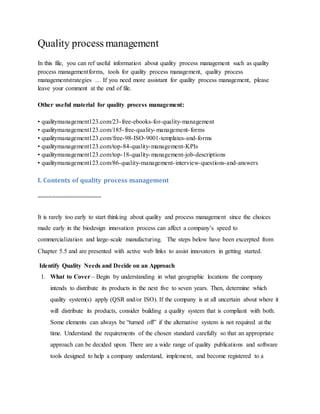 Quality process management | PDF
