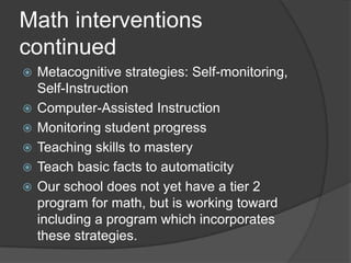 Quality Program Indicators Academic Interventions | PPT