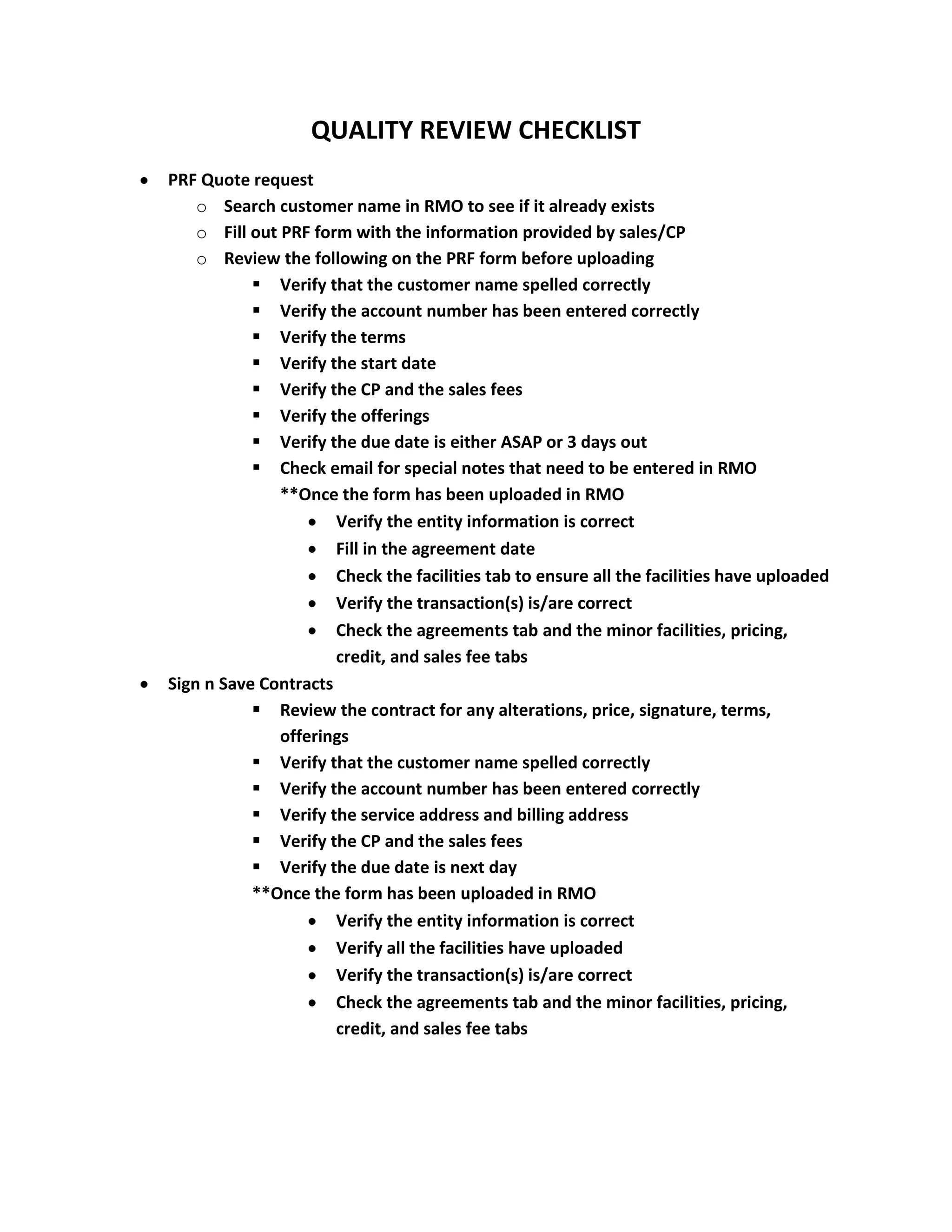 Quality review checklist | DOCX