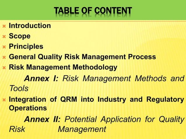 Quality risk management | PPTX | Pharmaceutical Industry | Industries