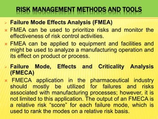 Quality risk management | PPTX | Pharmaceutical Industry | Industries