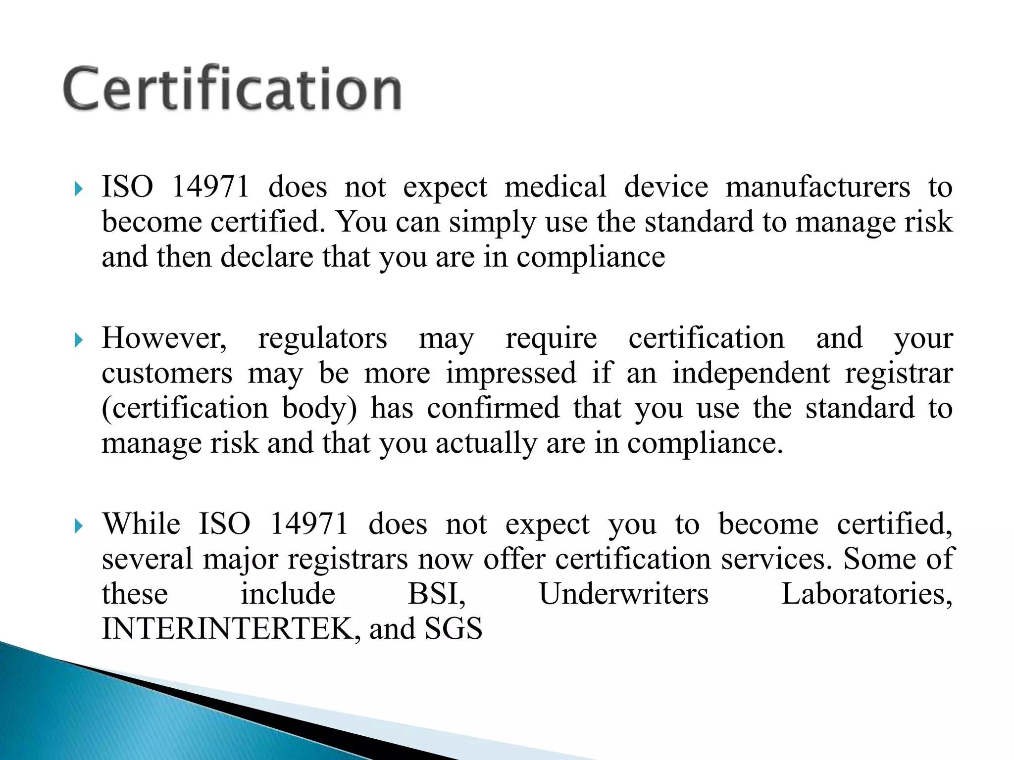 ISO: 14971 Quality risk management of medical devices | PPTX