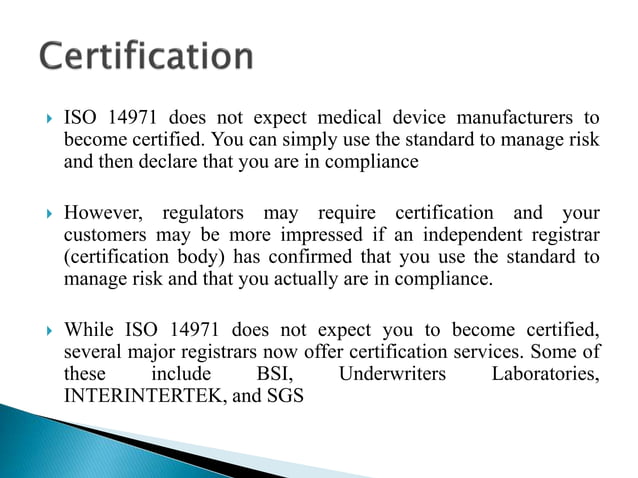 ISO: 14971 Quality risk management of medical devices | PPTX