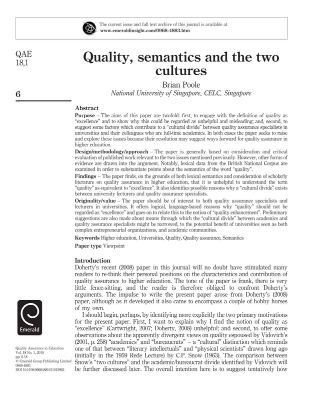Quality semantics and the two cultures 2010 | PDF