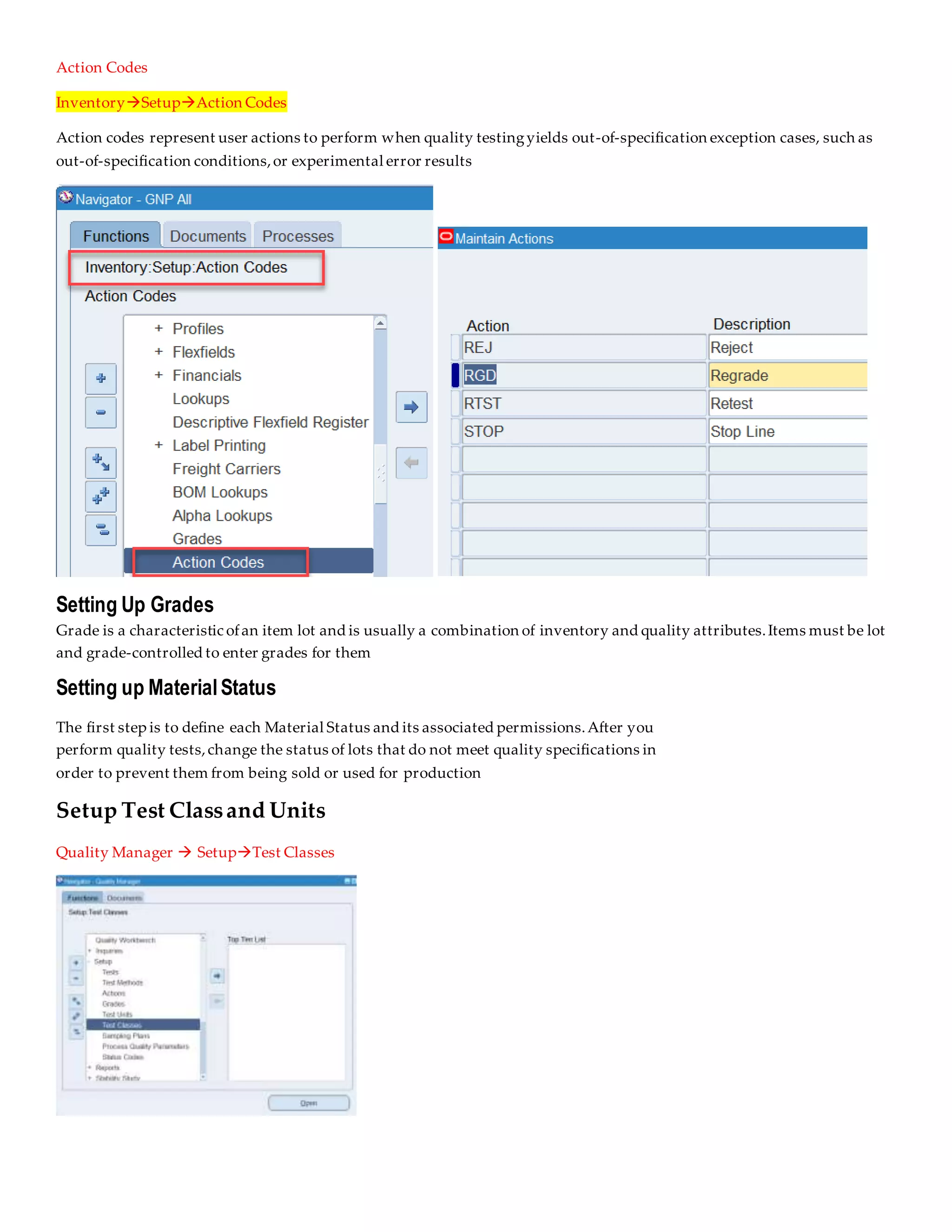 Oracle Quality setup | DOCX