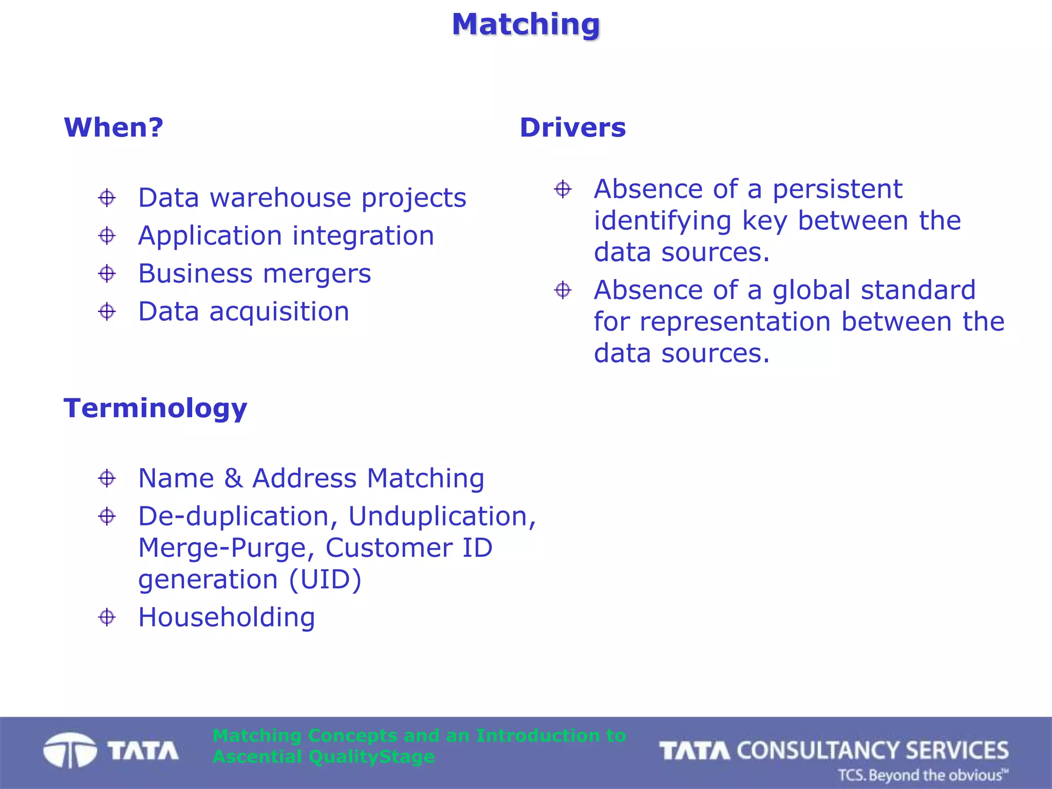 Quality StageStandardization & Matching Training Edit007.ppt