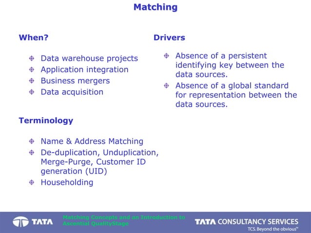 Quality StageStandardization & Matching Training Edit007.ppt | Databases | Computer Software and ...