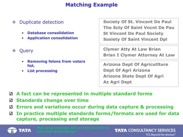 Quality StageStandardization & Matching Training Edit007.ppt | Databases | Computer Software and ...