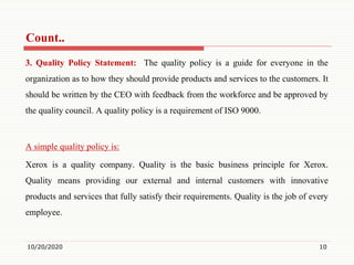Quality Statements and Seven Steps to Strategic Quality Planning | PDF