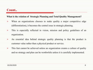 Quality Statements and Seven Steps to Strategic Quality Planning | PDF
