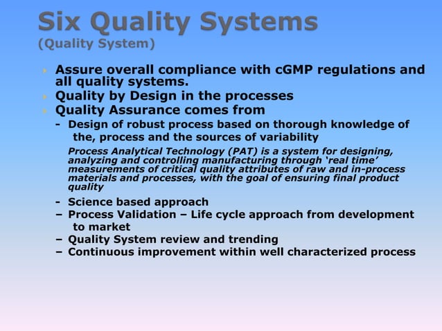 Quality system gmp | PPT | Pharmaceutical Industry | Industries