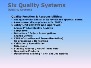 Quality system gmp | PPT | Pharmaceutical Industry | Industries