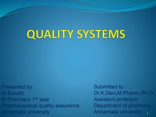 QUALITY SYSTEMS | PPTX