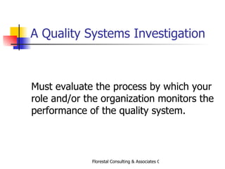 Quality Systems Investigations | PPT