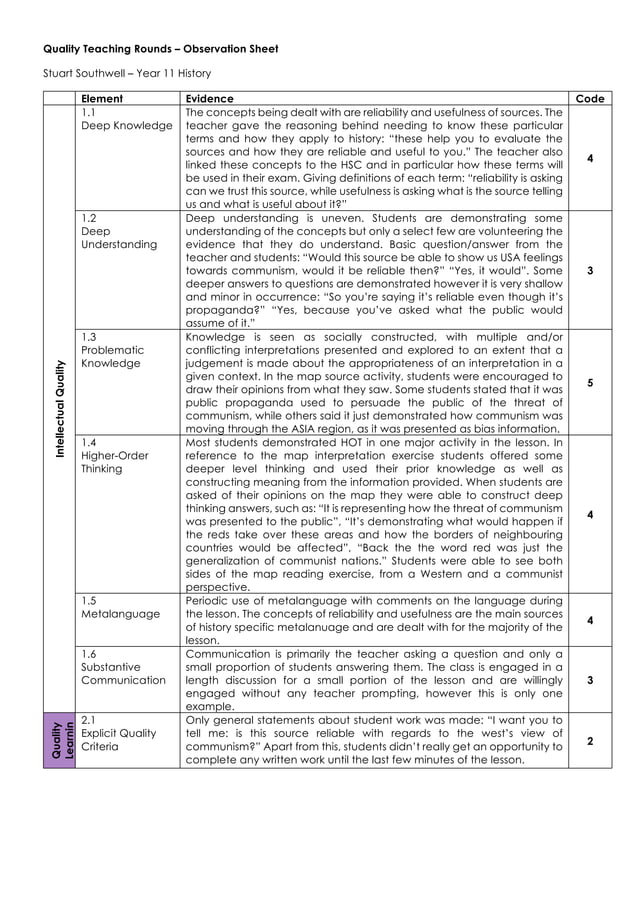 Quality Teaching Rounds | PDF | Educational Assessment | Education