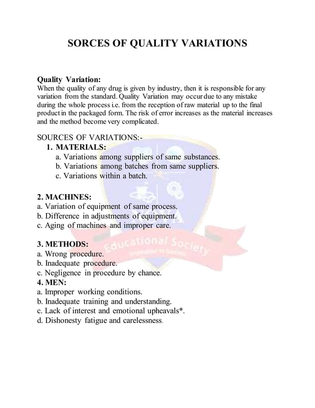 Quality variation and control | DOCX