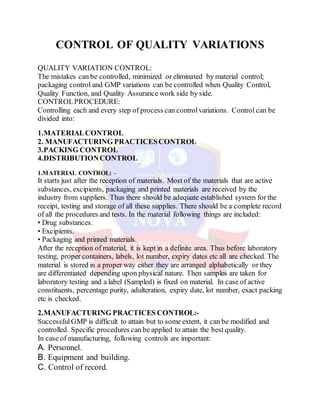 Quality variation and control | DOCX