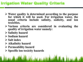 QUALITY OF IRRIGATION WATER by lodha | PPTX
