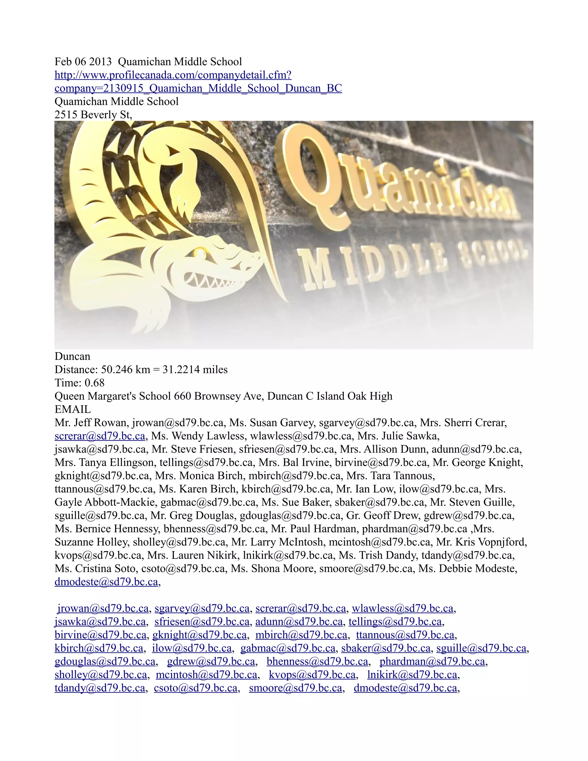 Quamichan middle school feb 06 2013 | ODT