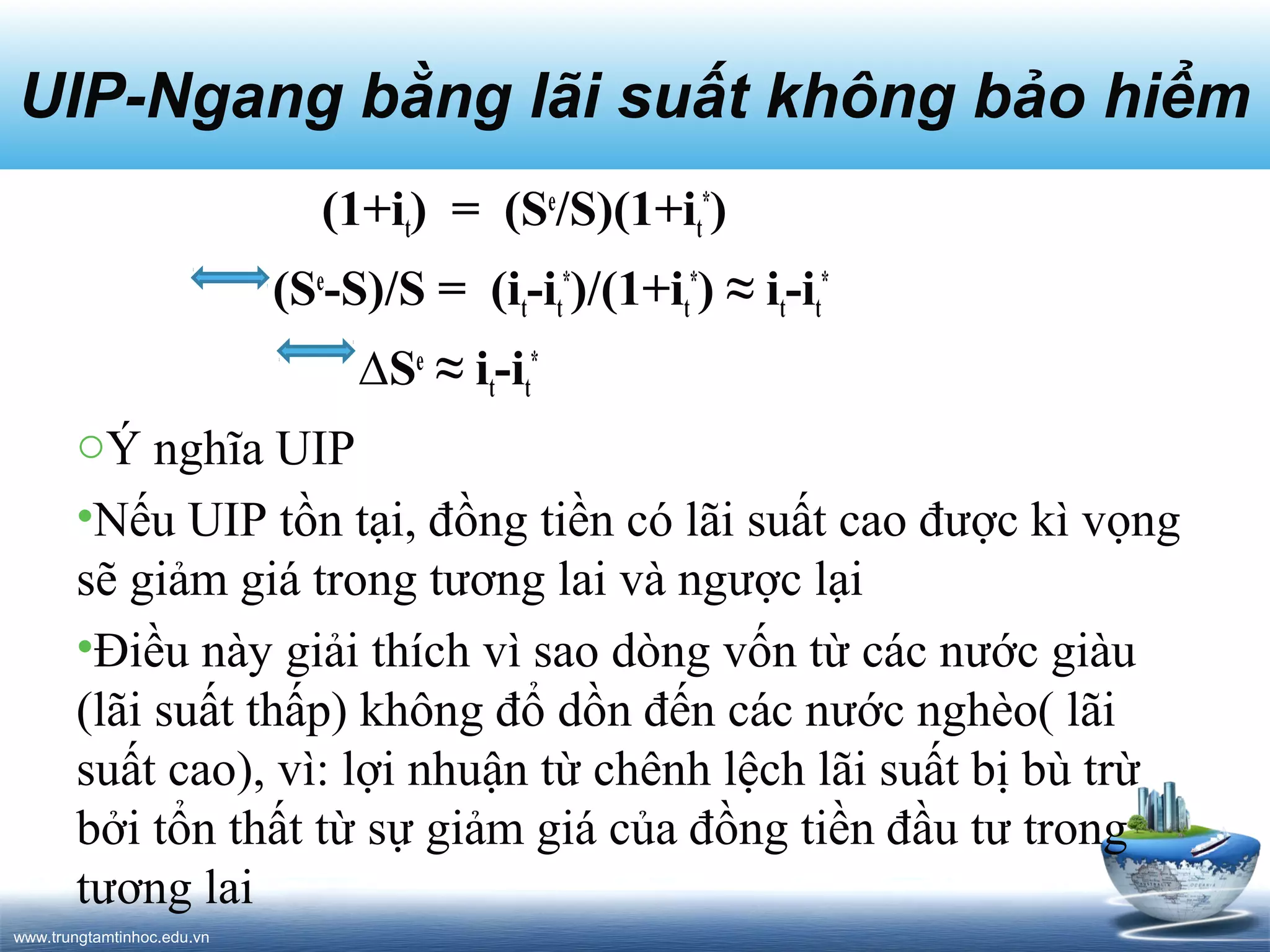 Quan hệ Ngang giá : CIP, UIP & IFE | PPT