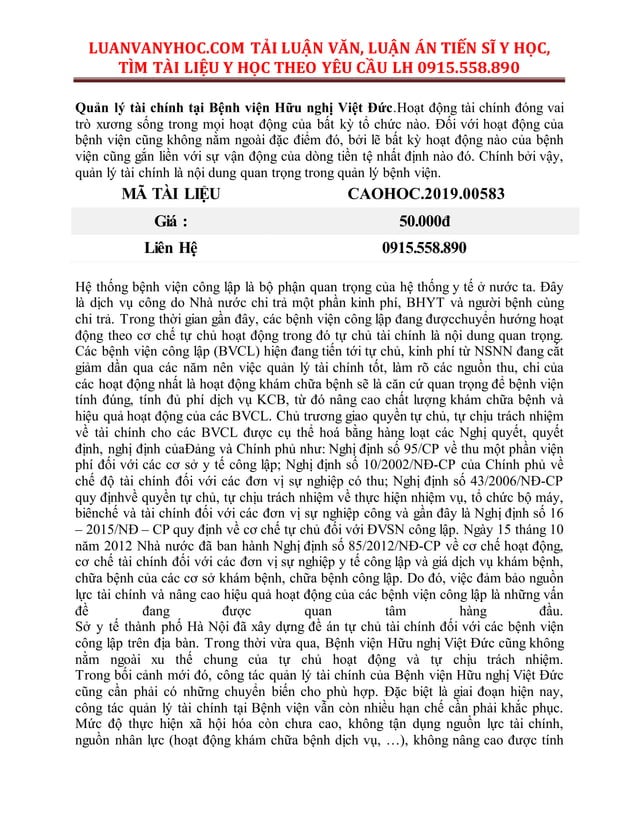 Quan ly tai chinh tai benh vien huu nghi viet duc | PDF