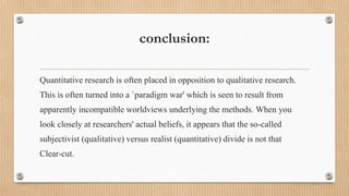 Quantitative paradigm in research | PPTX