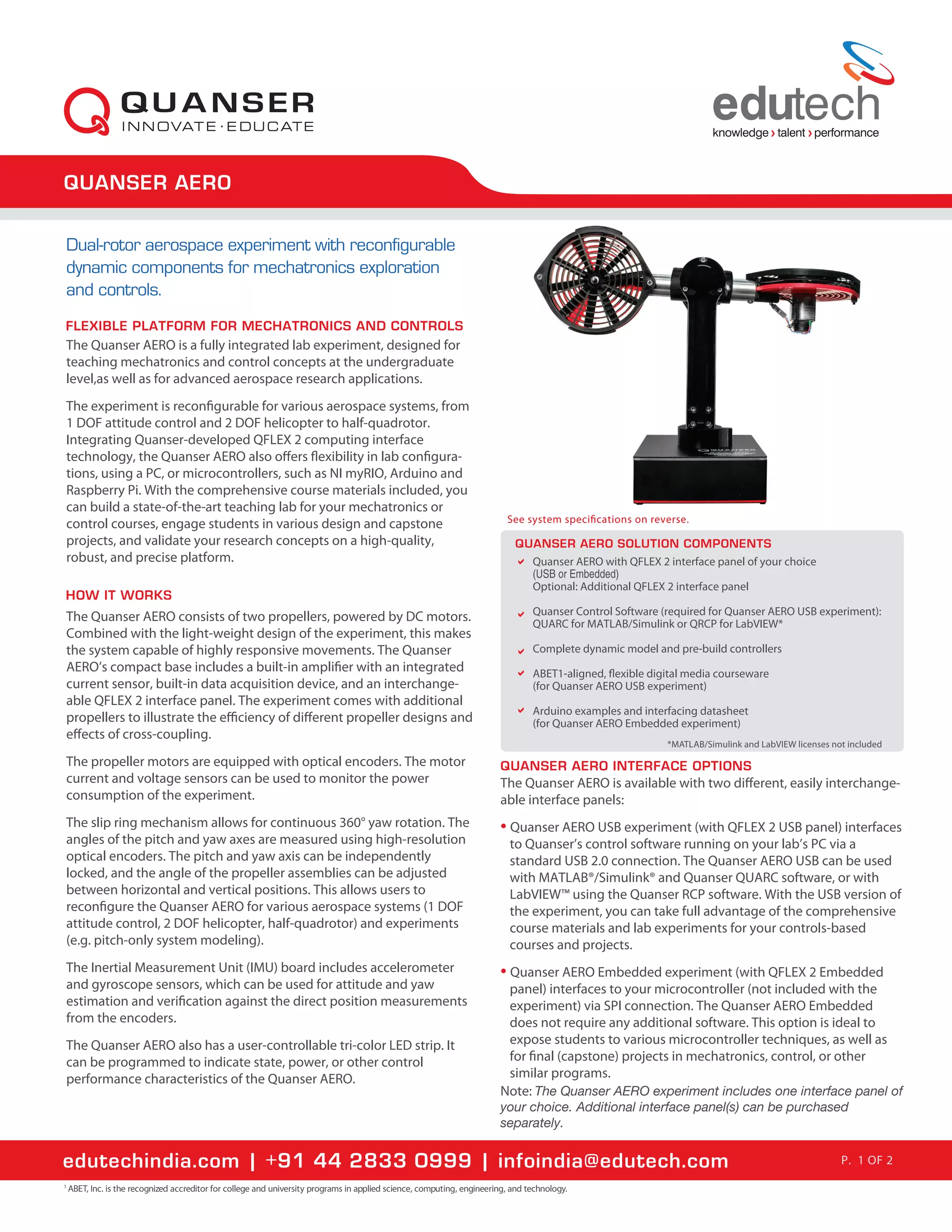Quanser Aero Product | PDF