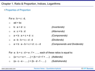Quant01. Ratio & Proportion, Indices, Logarithms | PPT