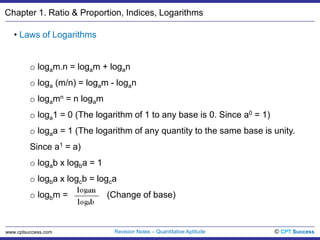 Quant01. Ratio & Proportion, Indices, Logarithms | PPT