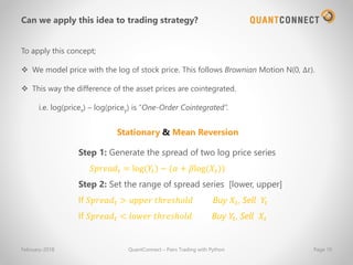 QuantConnect - Introduction to Pairs Trading | PPT