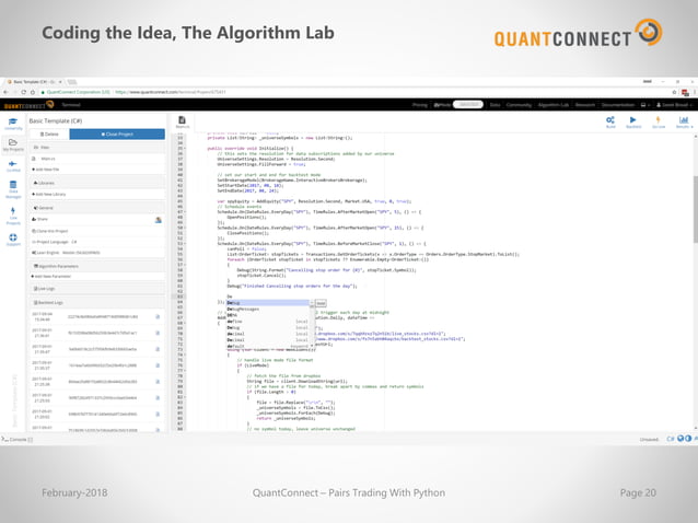 QuantConnect - Introduction to Pairs Trading | PPT