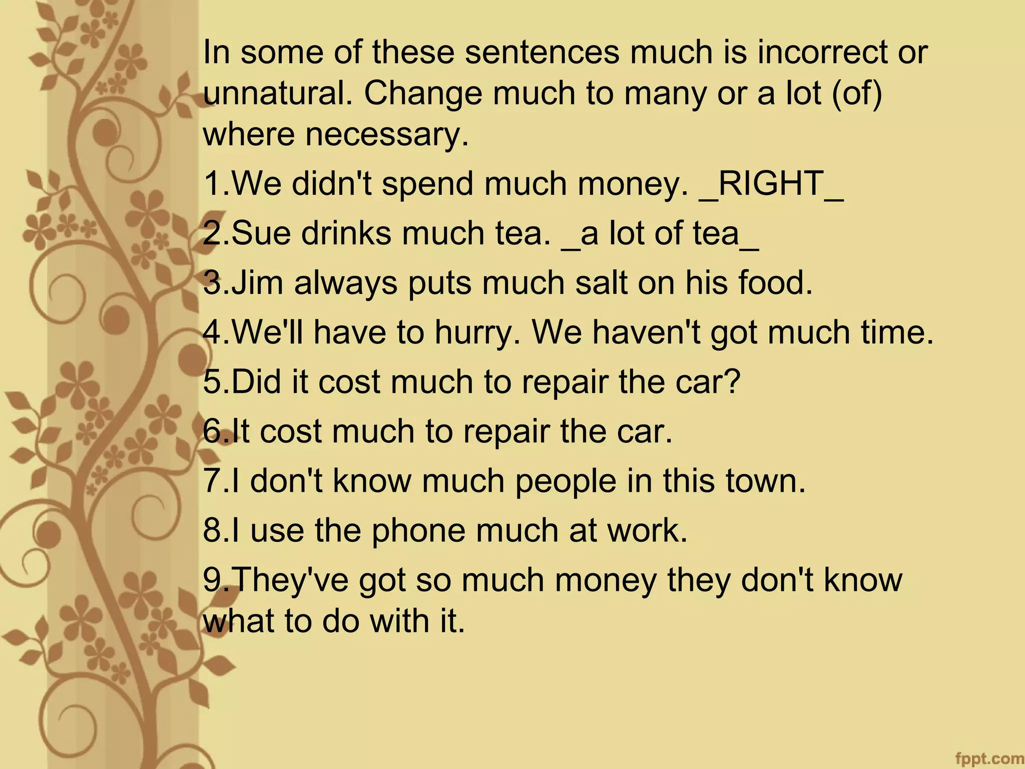 Quantifier much many little few | PPT