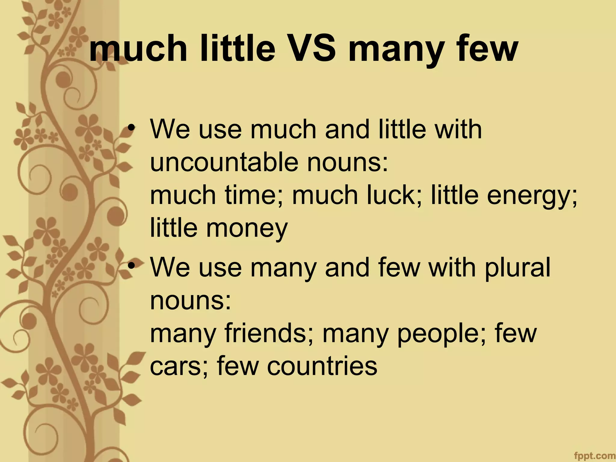 Quantifier much many little few | PPT