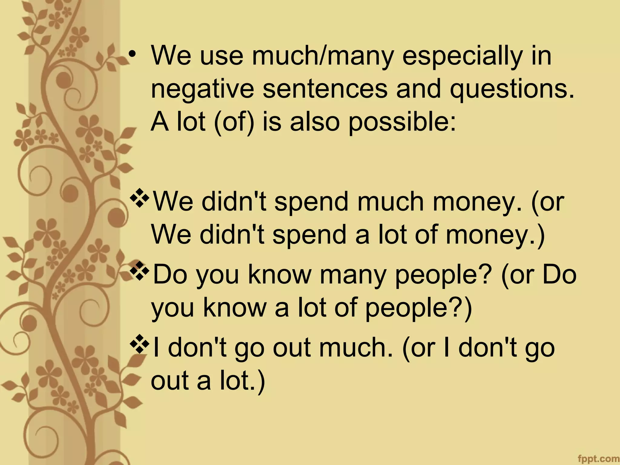 Quantifier much many little few | PPT