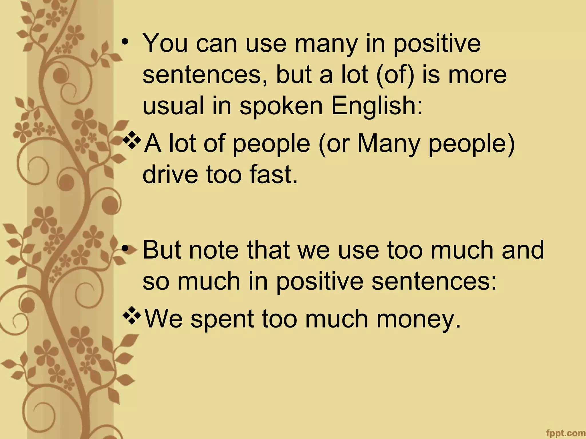 Quantifier much many little few | PPT