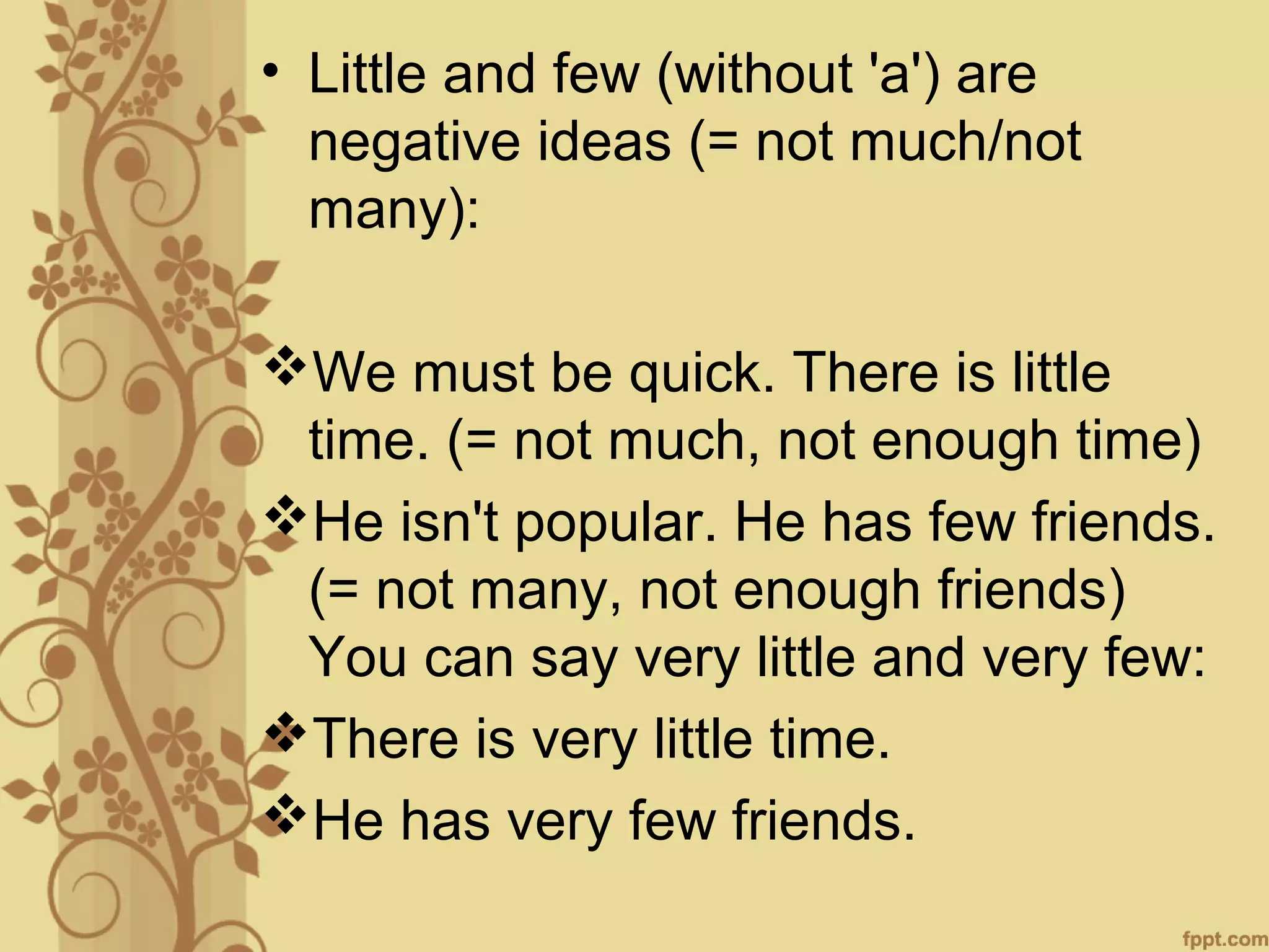 Quantifier much many little few | PPT