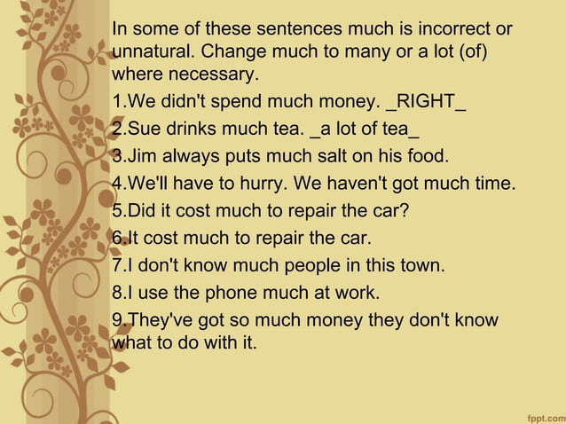 Quantifier much many little few | PPT