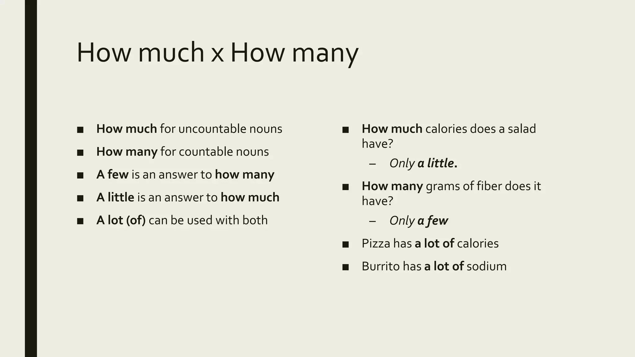 Quantifiers: Some x Any; How much x How many | PPTX