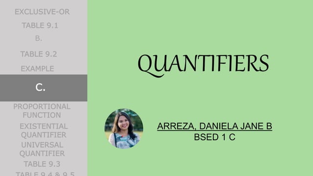 Mathematics in the Modern World - Quantifiers | PPTX | Science